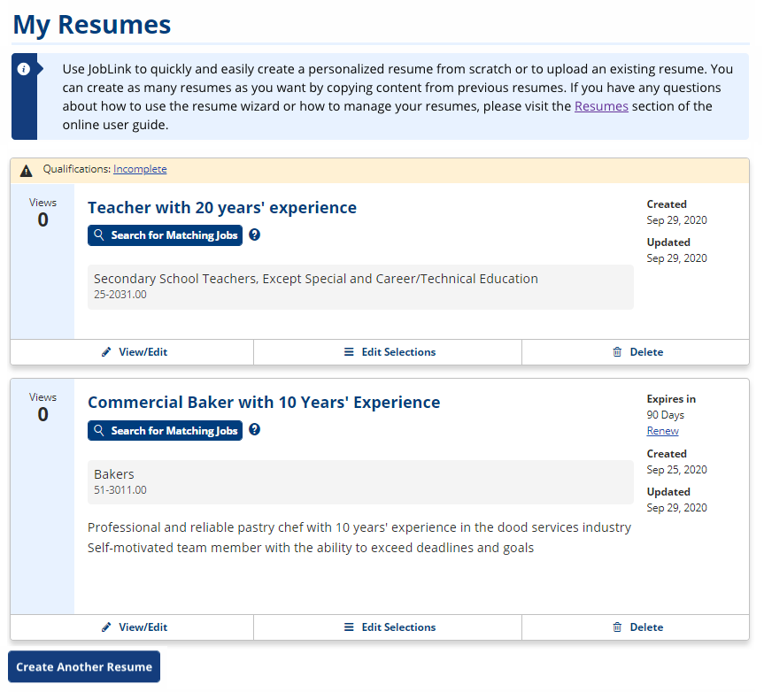 Managing Your Resumes