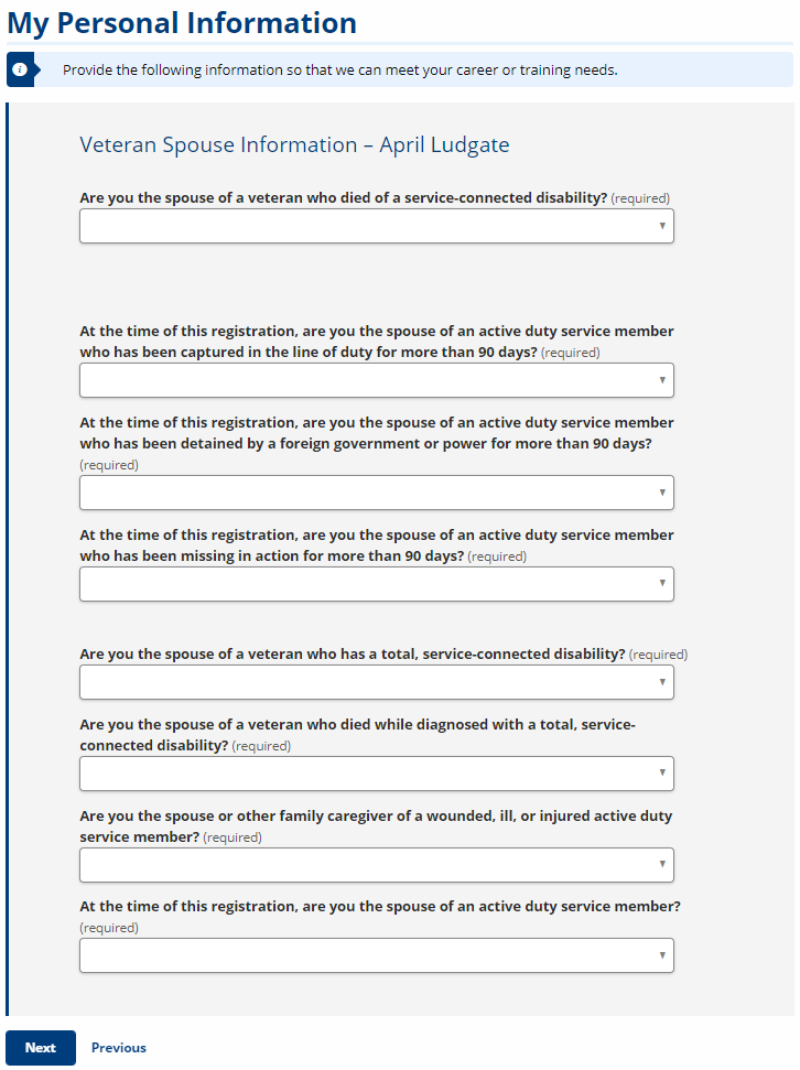 Veteran Spouse Information