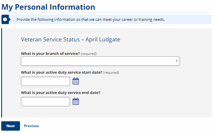 Veteran Service Status and Details